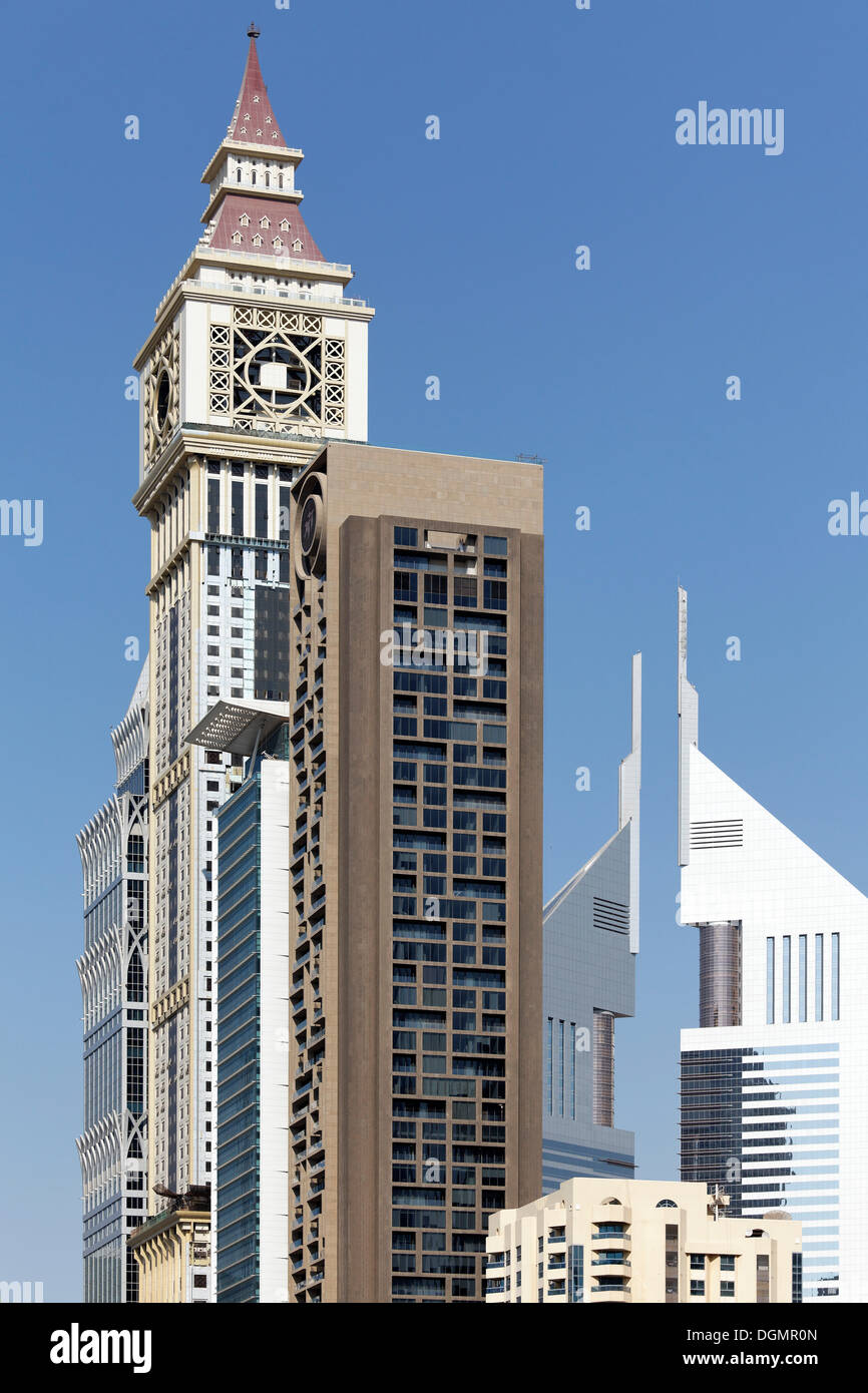 Skyscrapers and Emirates Towers, Sheikh Zayed Road, Dubai International ...