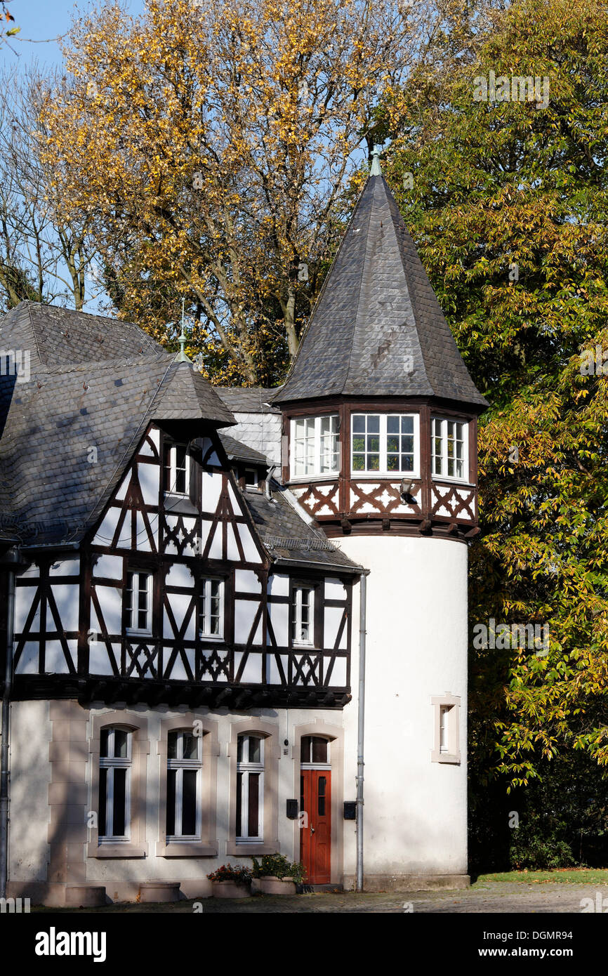 Schloss Eller castle, half-timbered building and tower in the husbandry ...