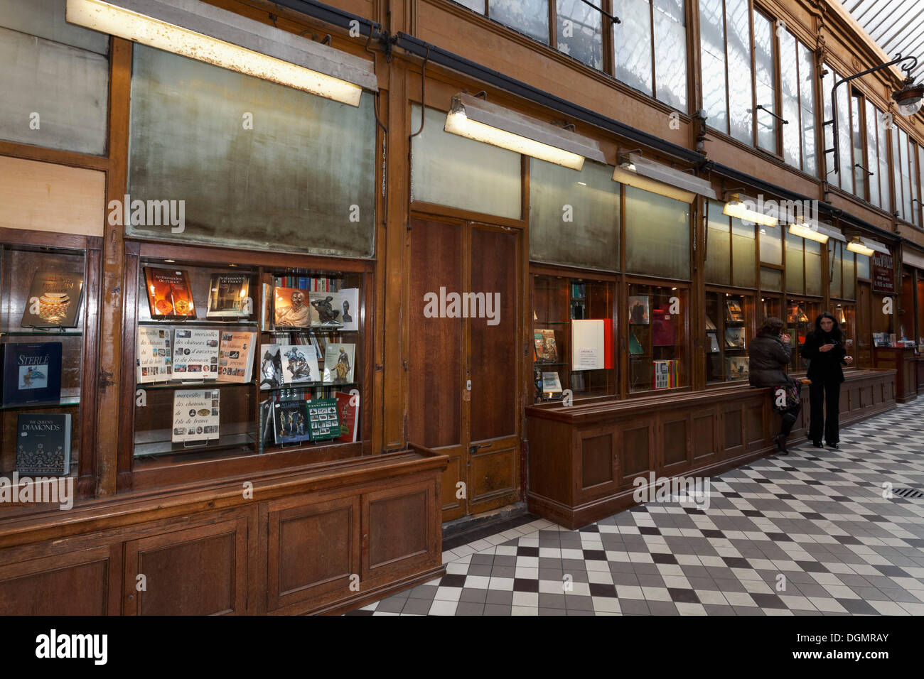 Shop window of an old bookstore, historic shopping arcade, Passage ...