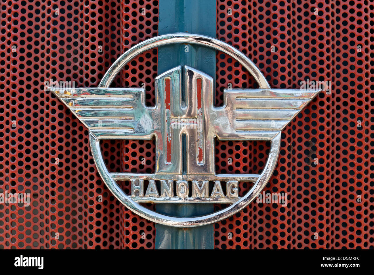 Cooler with the Hanomag logo, vintage tractor Stock Photo - Alamy