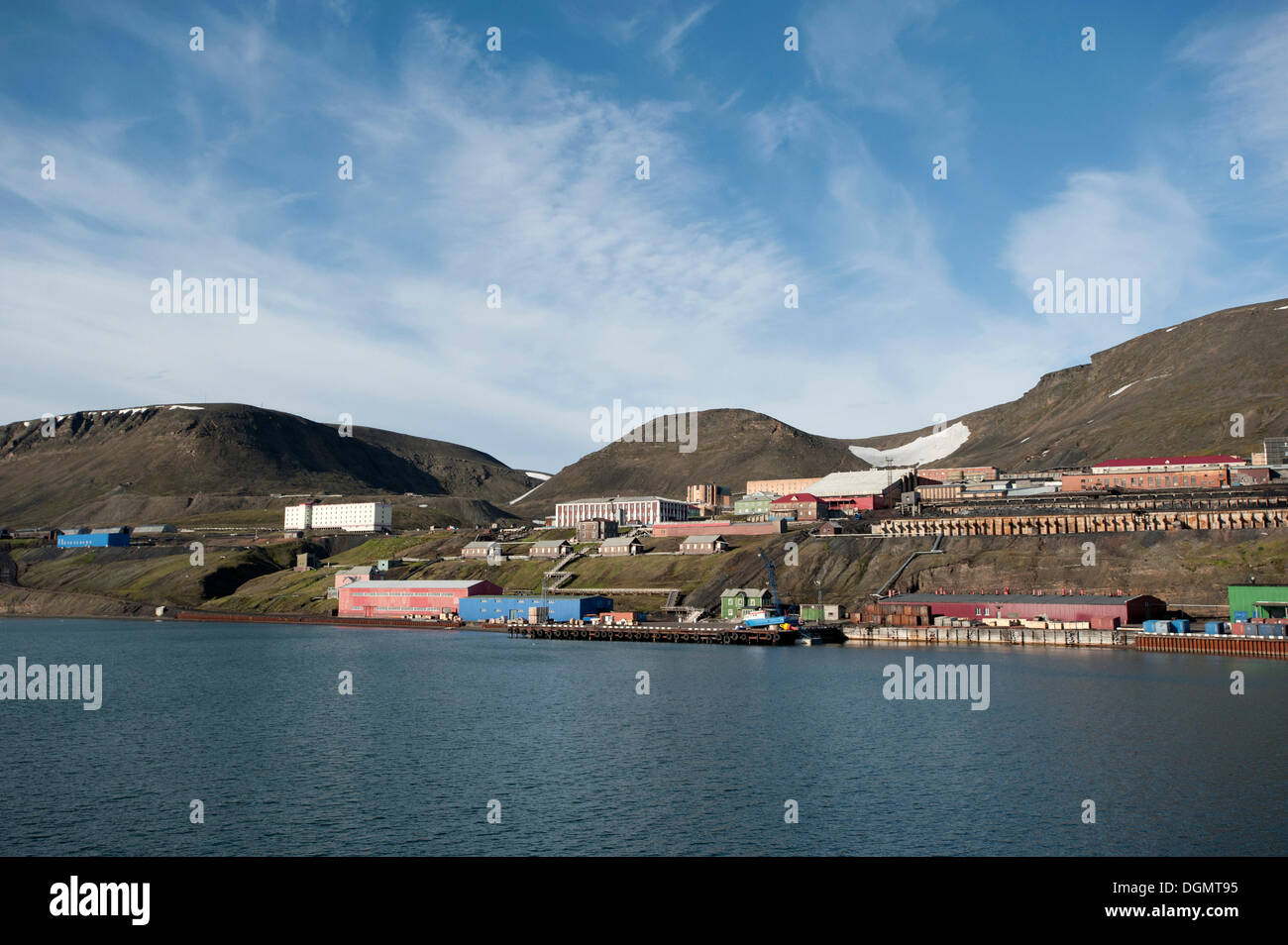 Russian mining settlement of Barentsburg, Isfjorden, Spitsbergen ...
