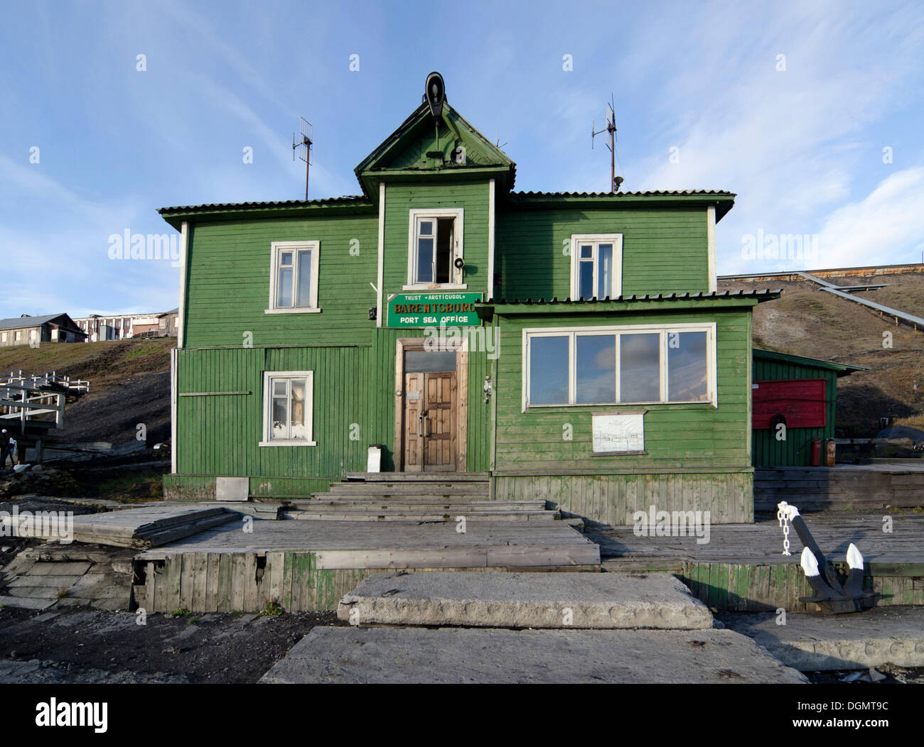 Barentsburg russian settlement svalbard spitsbergen hi-res stock ...