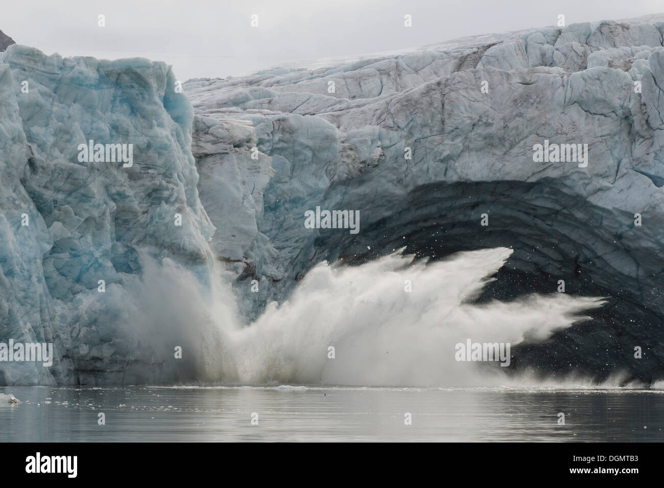 Glacial ice avalanche at the glacial portal of Samarinbreen Glacier ...