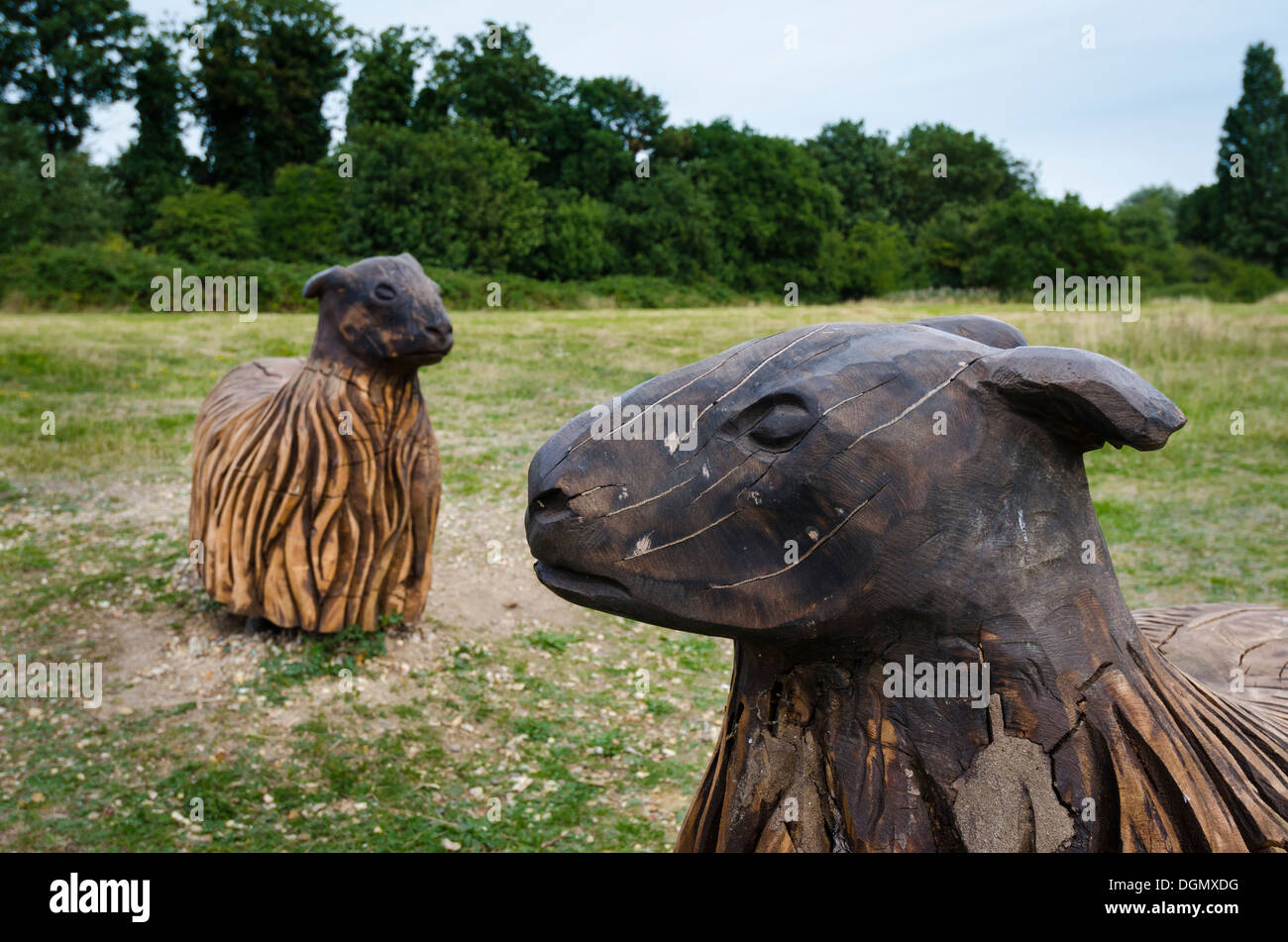 Chainsaw sculptures wooden carved sheep by Chainsaw Mick in Jubilee ...