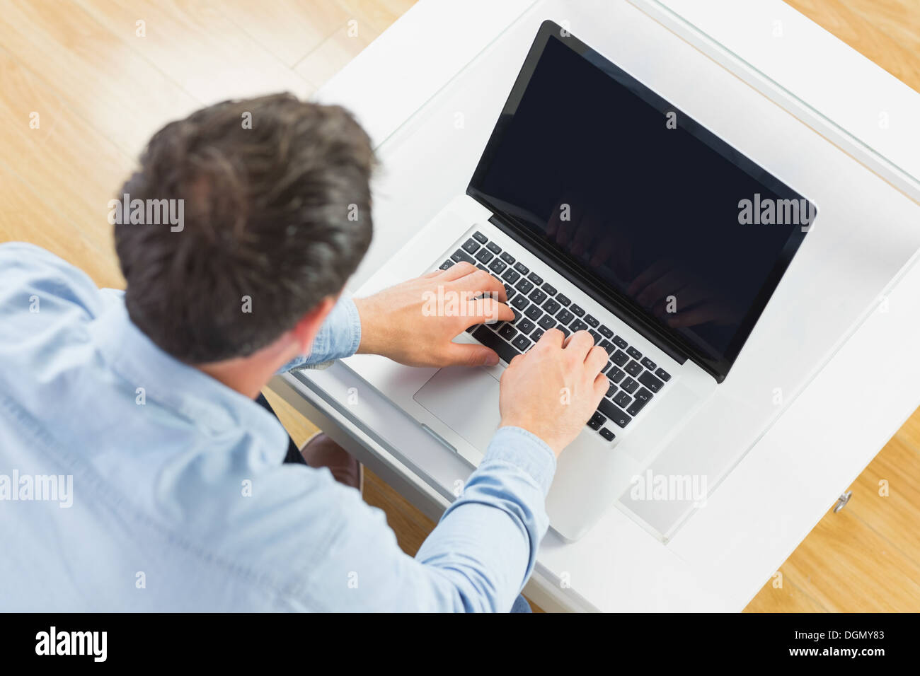 High angle view man typing hi-res stock photography and images - Alamy