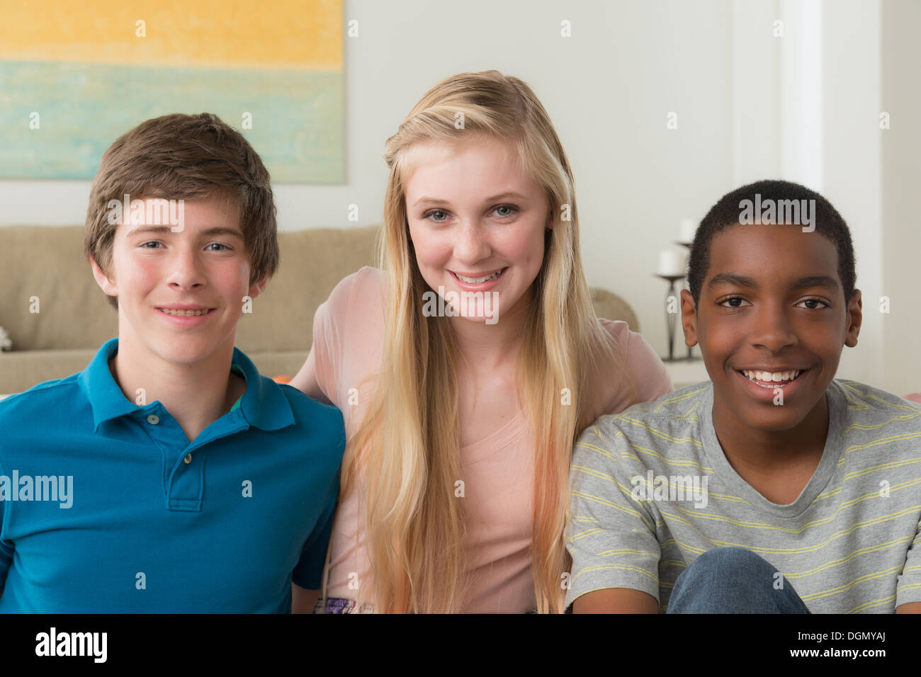 Portrait of school friends (14-15 Stock Photo - Alamy
