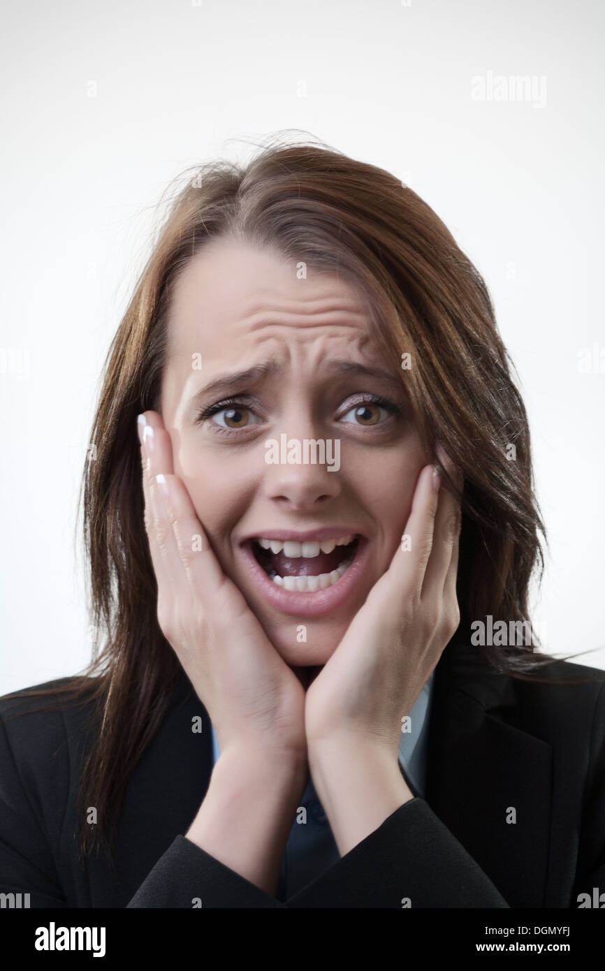 Anger young business woman screaming Stock Photo - Alamy