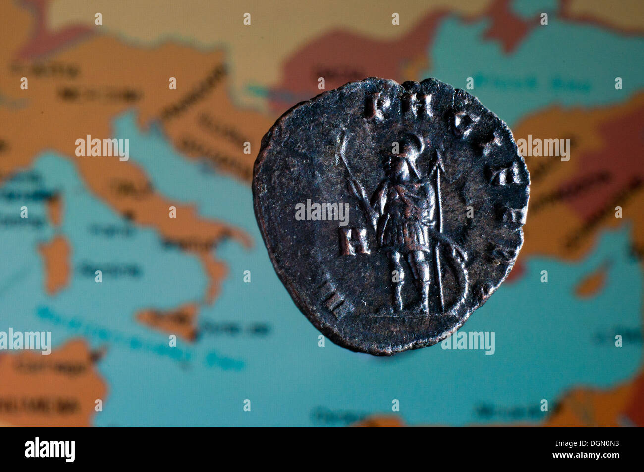 ancient Roman coin coin Mars with olive branch 260-68 AD Stock Photo ...