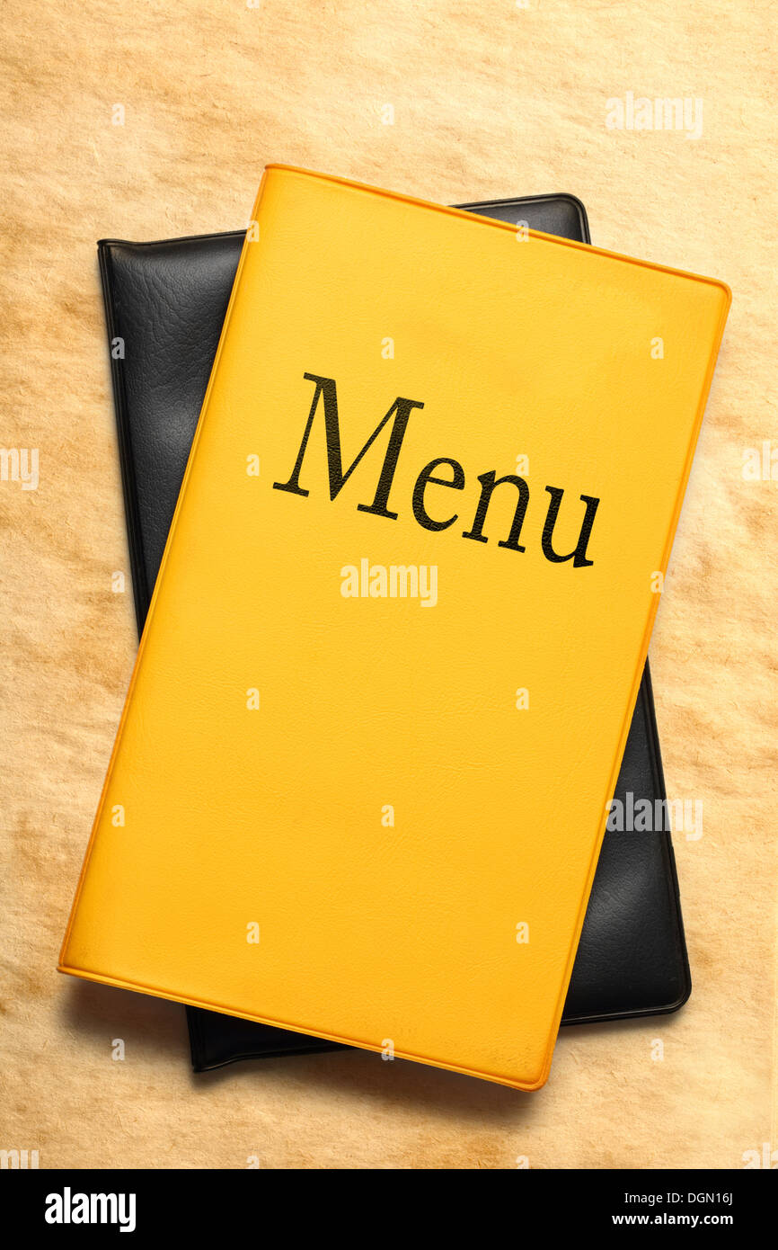 Menu book on stained paper Stock Photo - Alamy