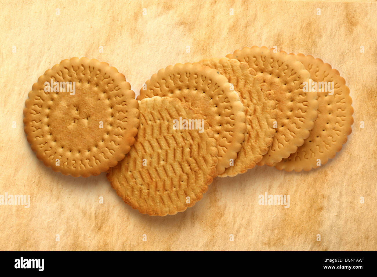 Round biscuits on stained background Stock Photo - Alamy