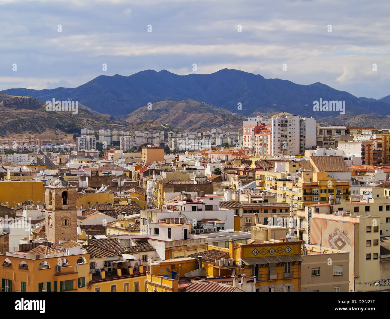 Cityscape of Malaga - capital of the Province of Malaga on Costa del ...