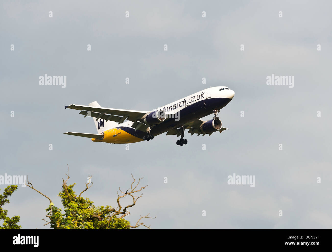 Monarch Airlines Airbus A300 Airliner on Approach for Landing at London ...