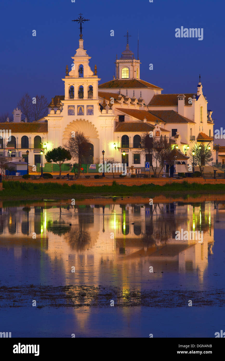El Rocio village and Hermitage at Sunset, Almonte. El Rocio, El Rocío ...