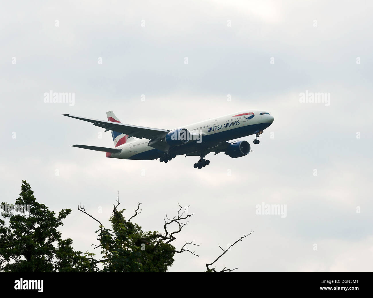 British Airways Boeing 777 Airliner G-VIIV on Landing Approach to ...