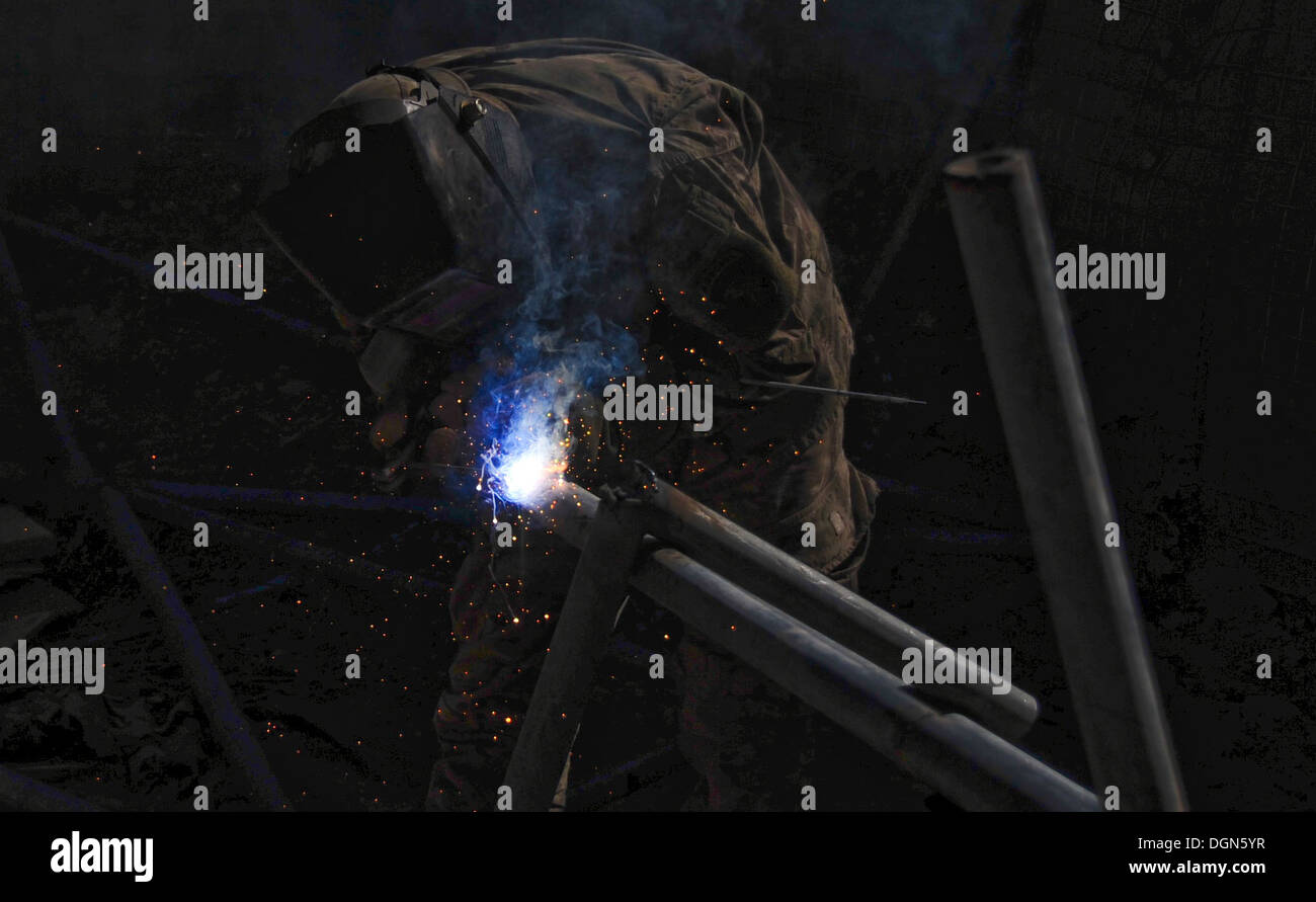 PAKTIYA PROVINCE, Afghanistan – Sparks fly as U.S. Army Spc. Travis ...