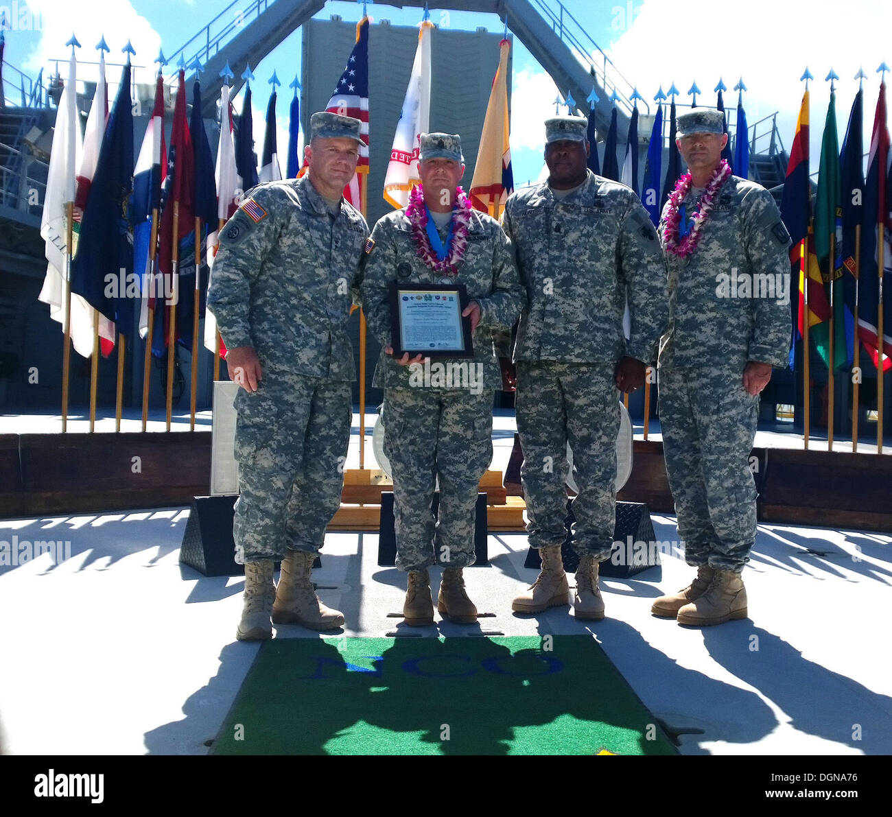 (from left to right) Maj. Gen. Stephen Lyons, commanding general for ...