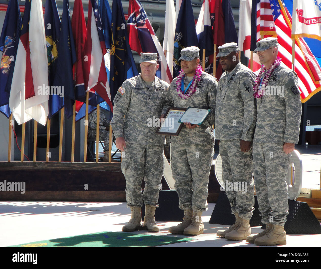 (from left to right) Maj. Gen. Stephen Lyons, commanding general for ...