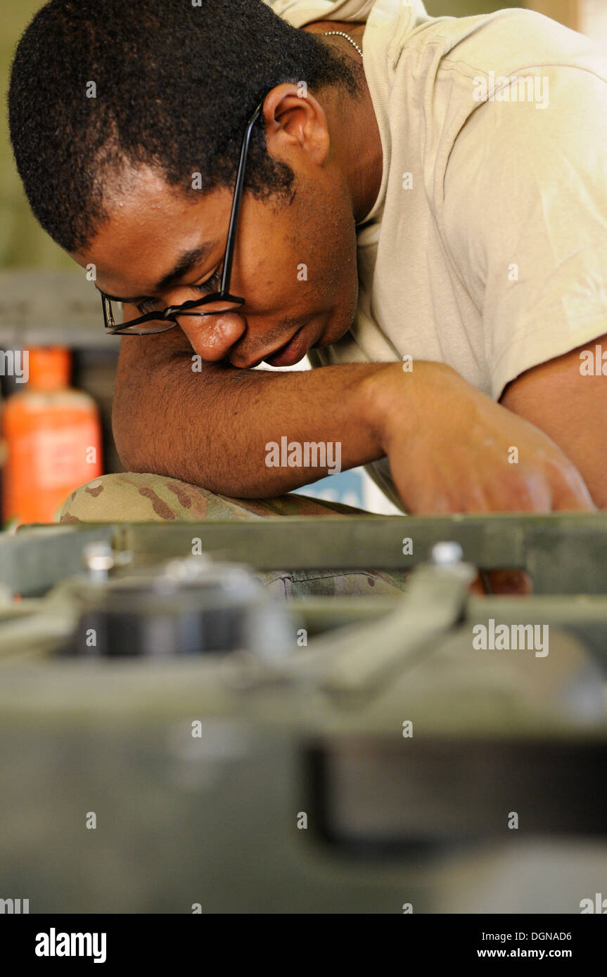 U.S. Army Spc. Michael Hadley, a generator mechanic with 2nd Battalion ...