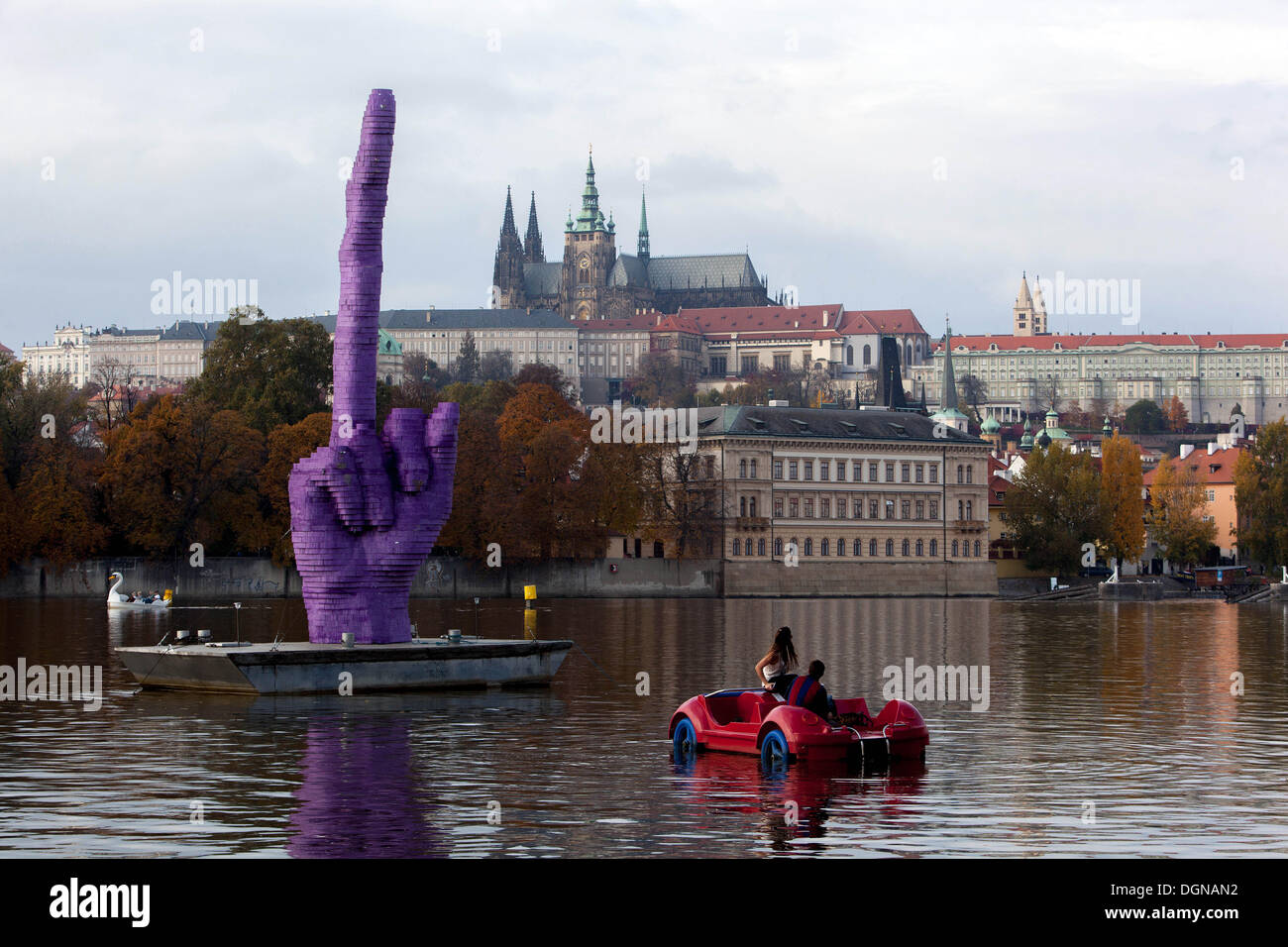 David Cerny appeared sculpture on the Vltava River Prague Czech ...