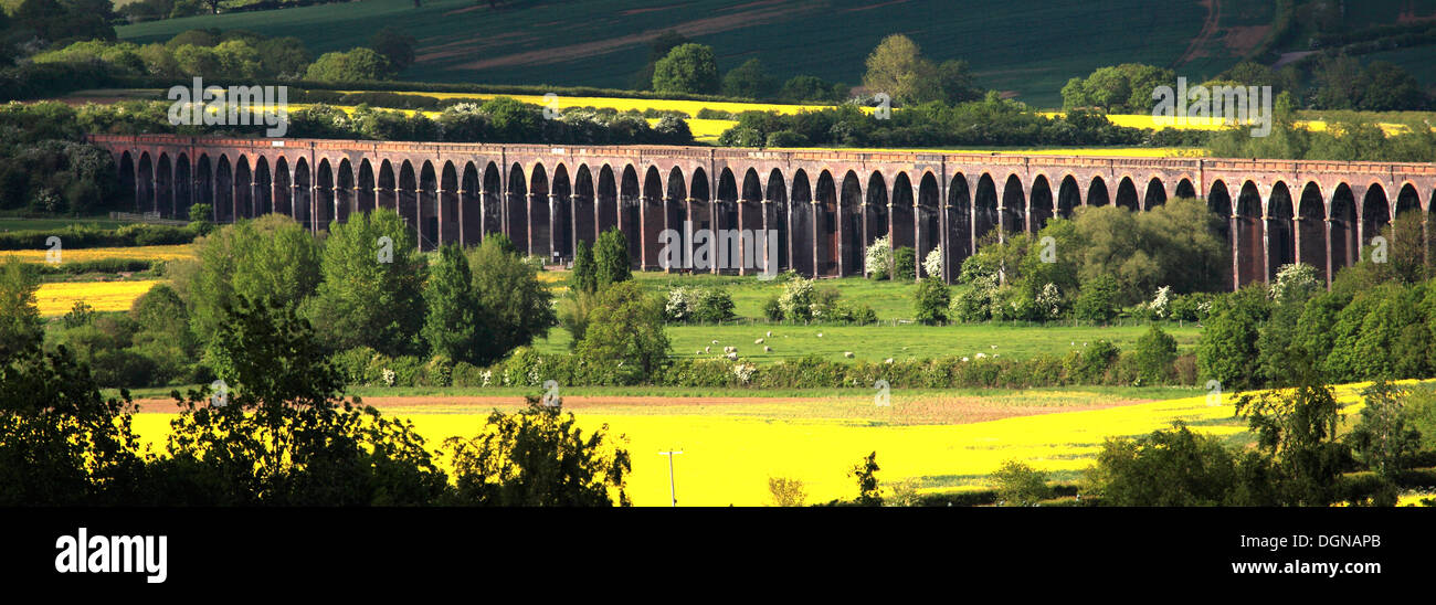 Summer view of the Harringworth Railway Viaduct, river Welland valley ...