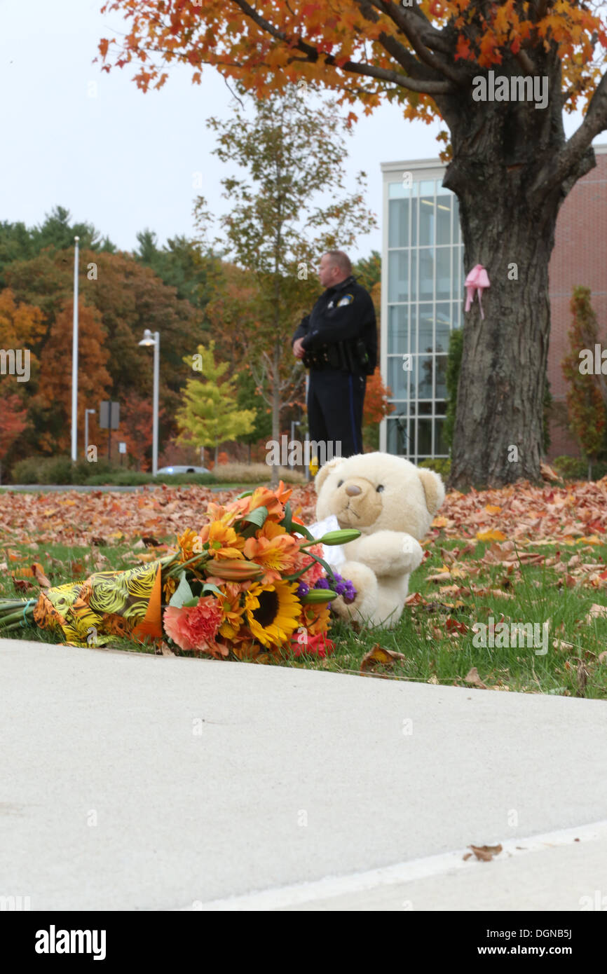 Danvers, Massachusetts, USA. 23rd Oct, 2013. A memorial outside of ...