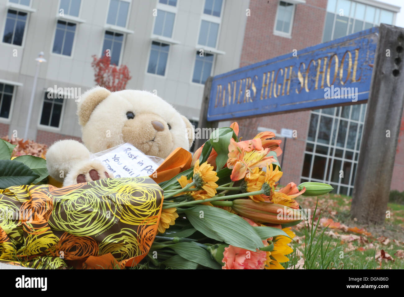 Danvers, Massachusetts, USA. 23rd Oct, 2013. A memorial outside of ...
