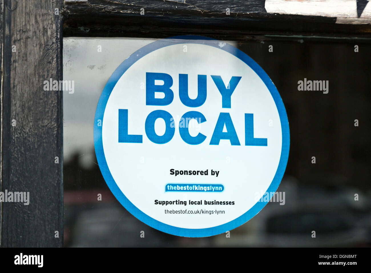 Buy Local sticker on shop window supporting local businesses in King's ...