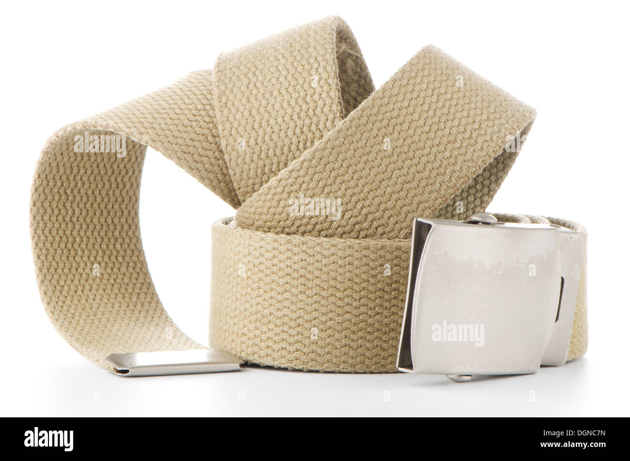 Beige belt on white background Stock Photo - Alamy