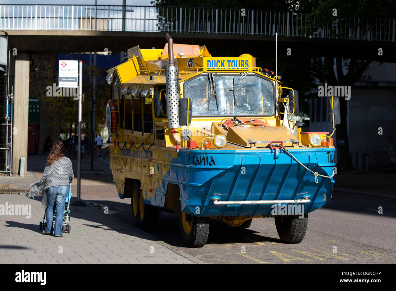 London Duck Tours amphibious craft Titania, Belvedere Road, London, UK ...