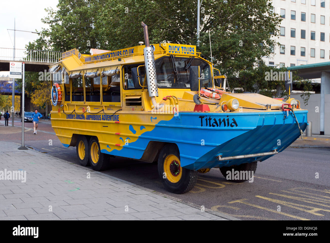 London Duck Tours amphibious craft Titania, Belvedere Road, London, UK ...