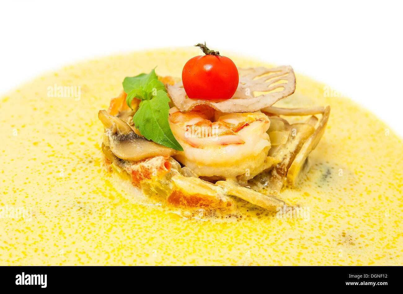 Shrimp soup puree of mushrooms and vegetables Stock Photo - Alamy