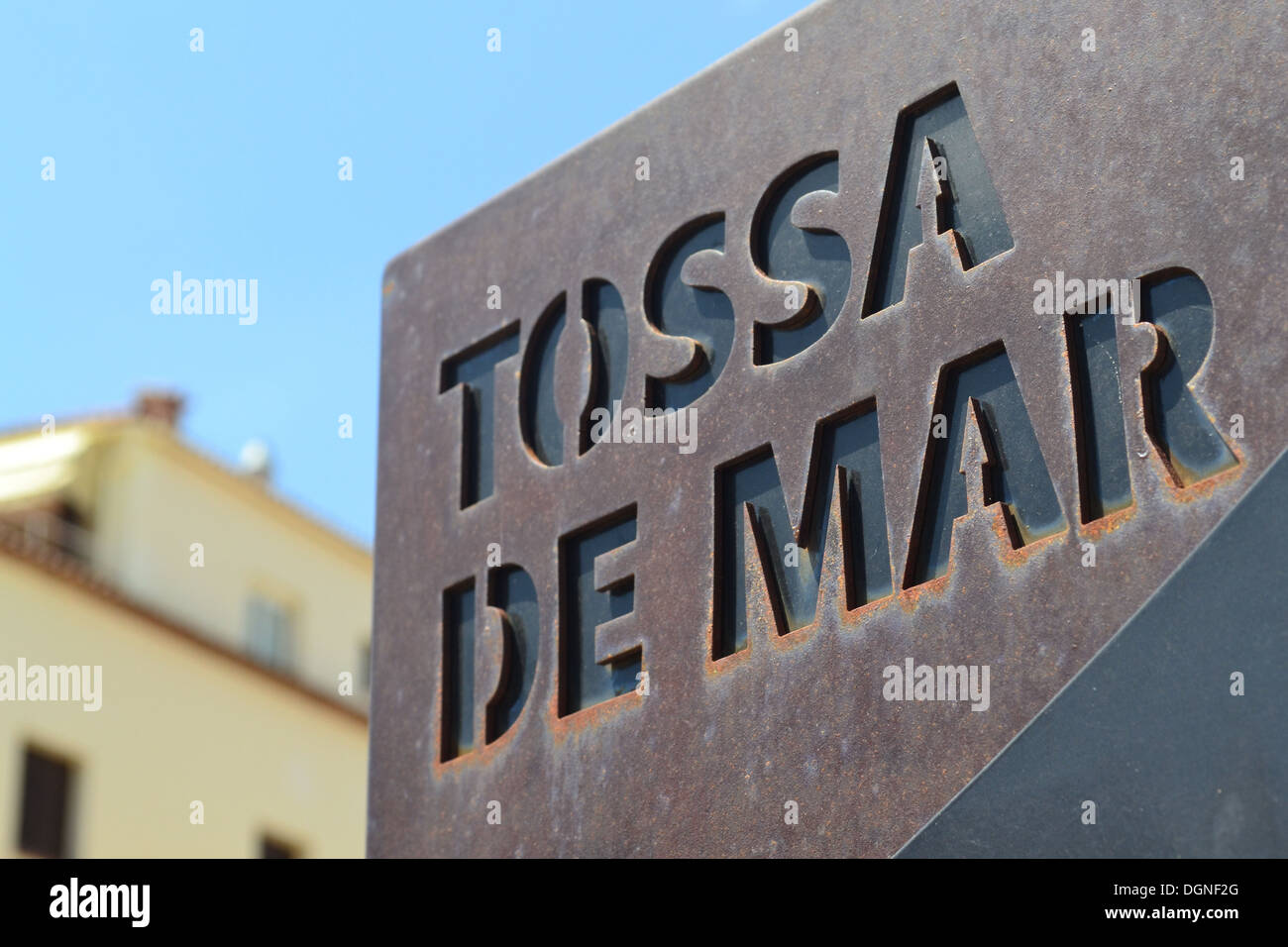 Tossa de Mar, Spain, the shield of Tossa de Mar on the Costa Brava ...