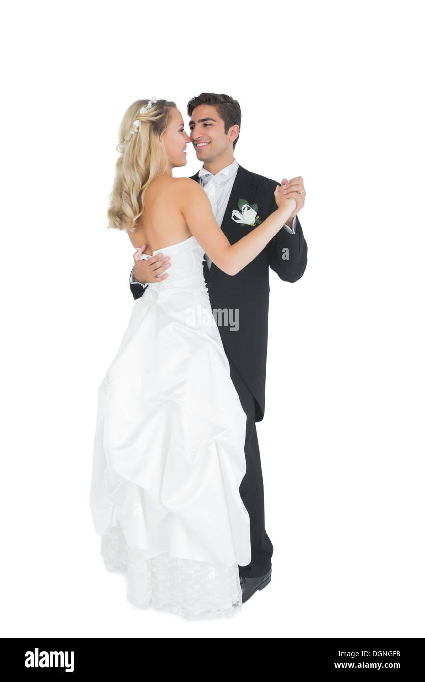 Cute young married couple dancing viennese waltz Stock Photo - Alamy