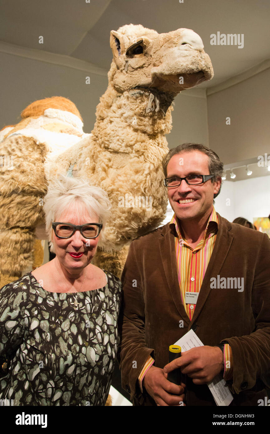 Affordable Art Fair in Battersea Park, 2013, comedian Jenny Eclair and ...