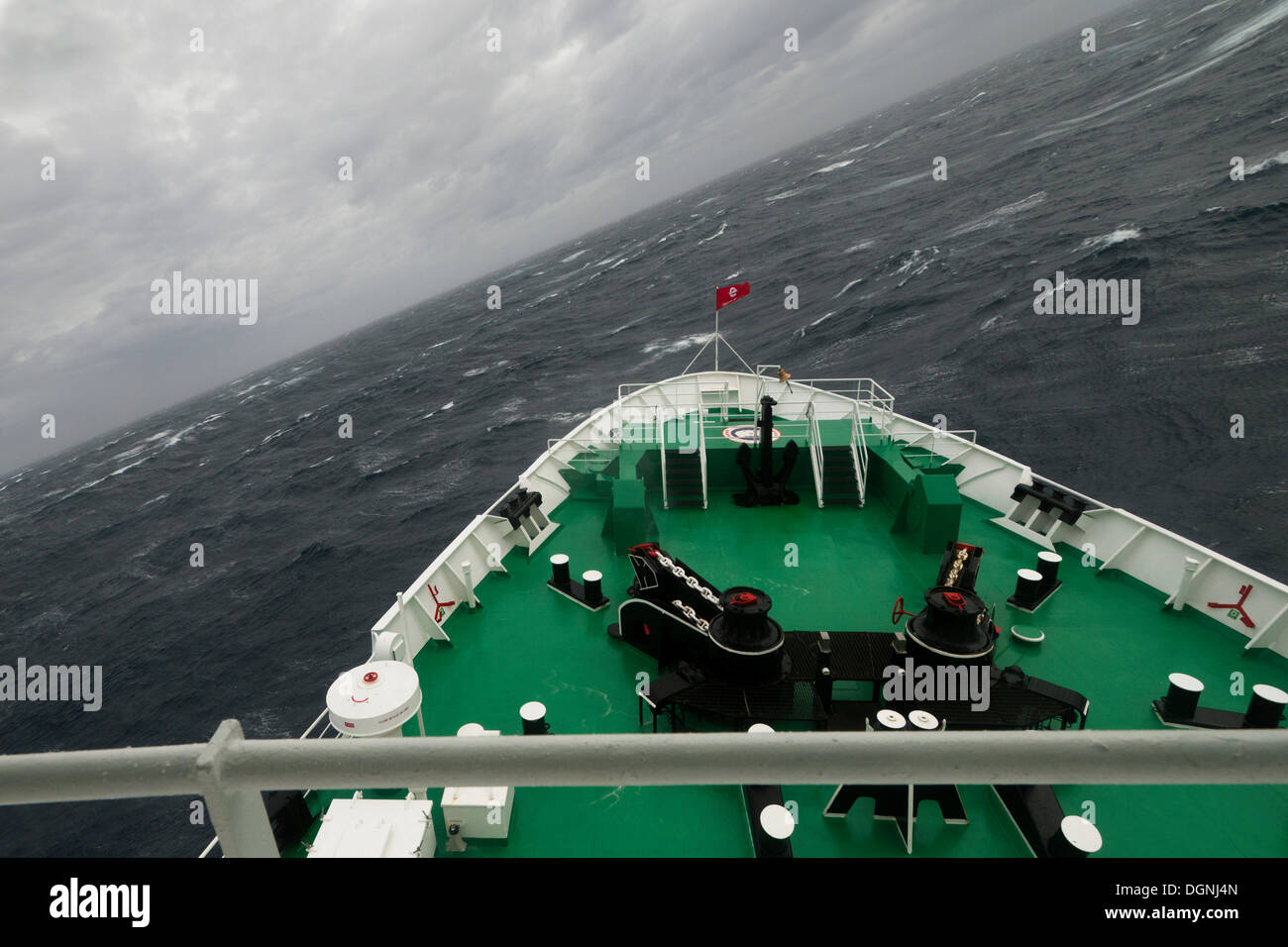 MS Expedition, an expedition cruise ship rolling in rough sea at Drake ...