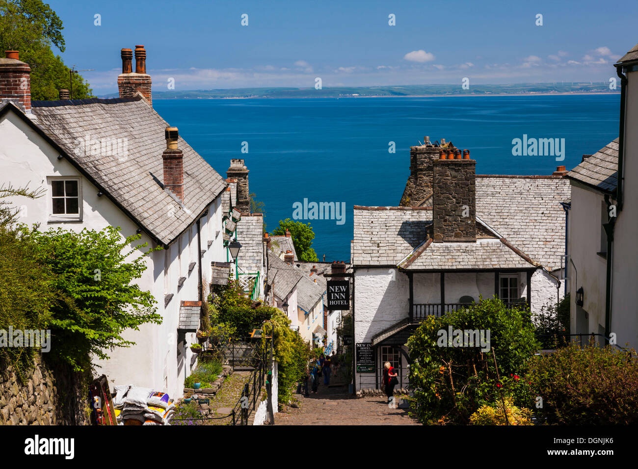View of Clovelly and the sea, Clovelly, Devon, England, United Stock ...