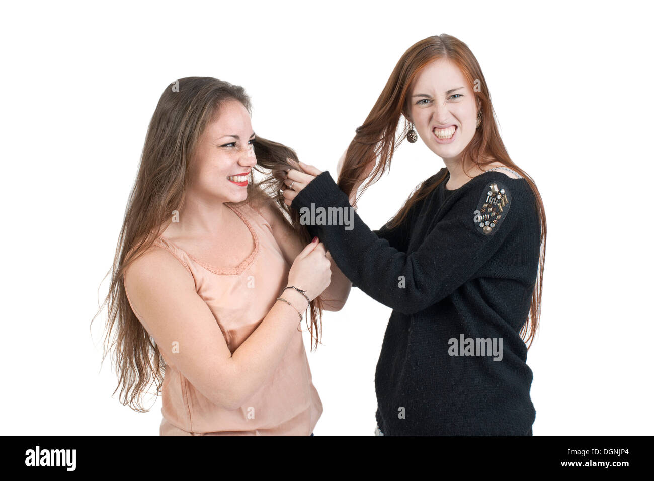 Two women pull hair Stock Photo - Alamy
