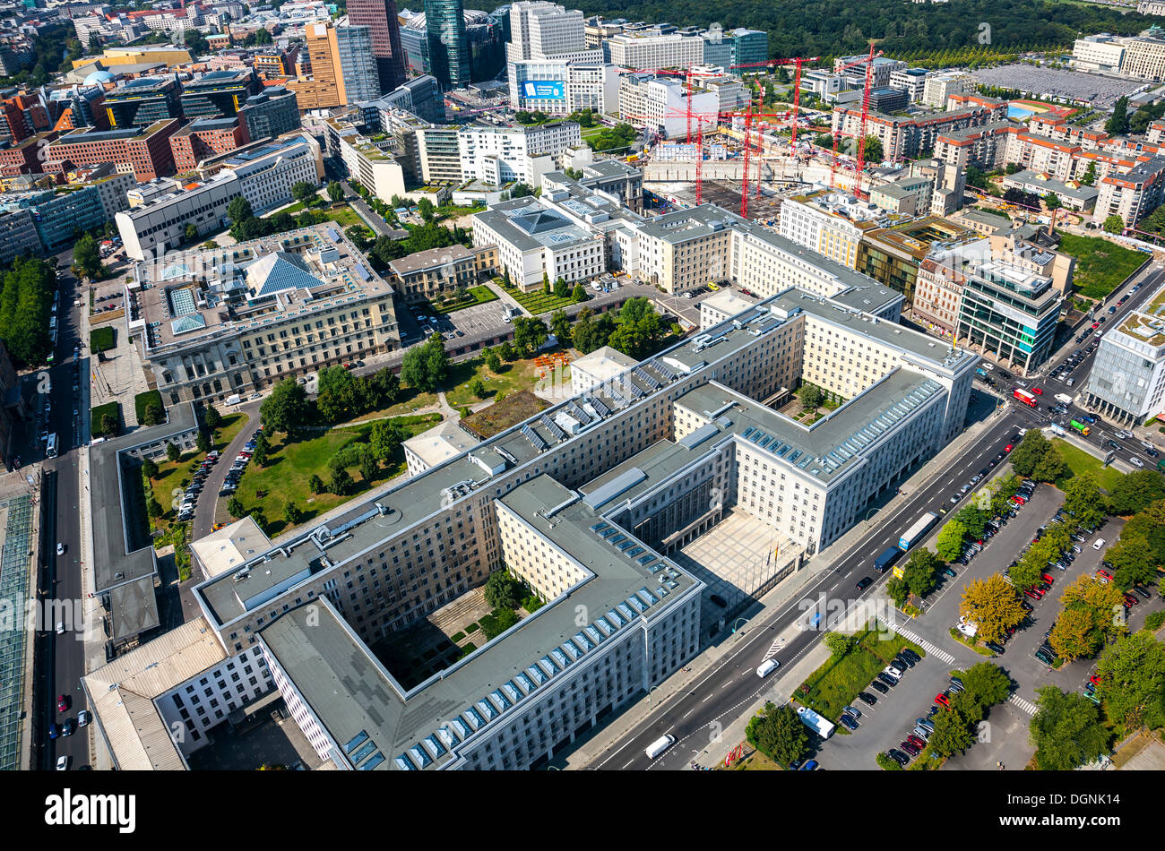 Top view of the centre of Berlin with the Federal Ministry of Finance ...