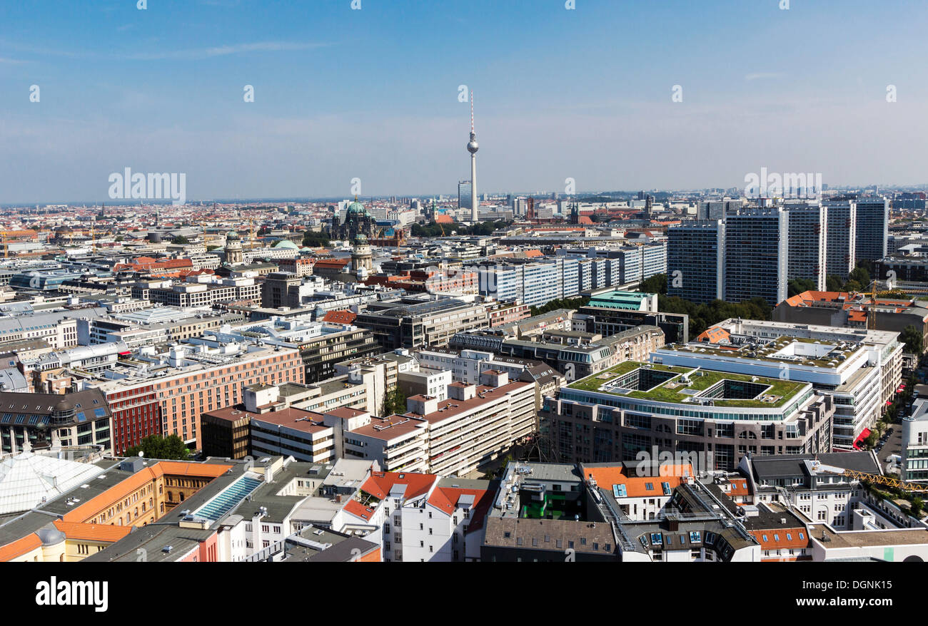 Top view of the centre of Berlin with skyscrapers in Leipziger Strasse ...