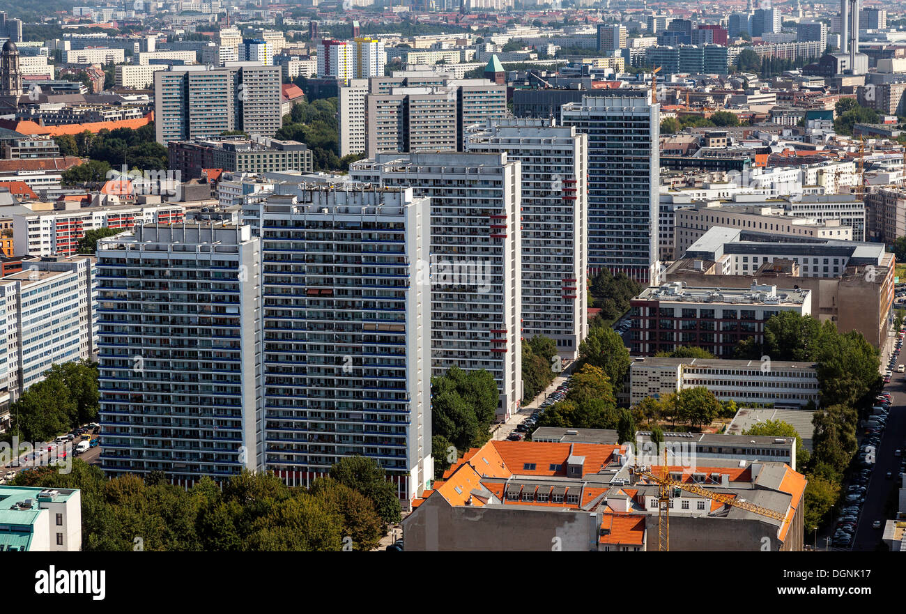 Top view of the centre of Berlin with skyscrapers in Leipziger Strasse ...