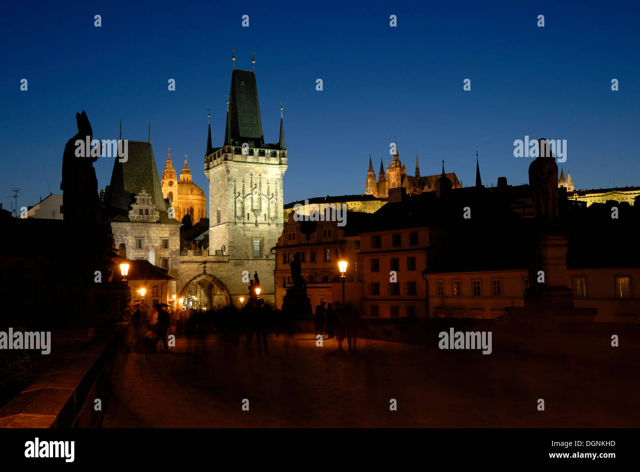 View on the Powder Tower from the Charles Bridge, Prague, Czech ...
