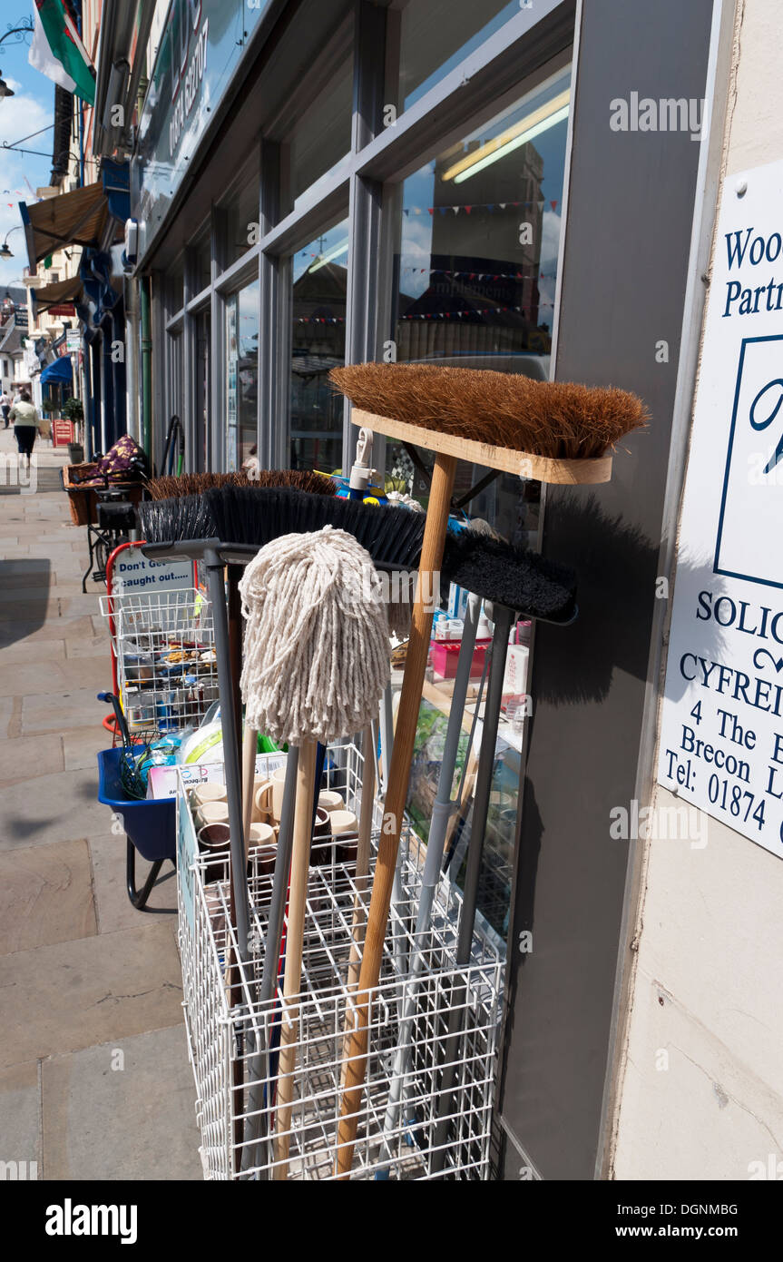 Hardware shop selling goods in Brecon town in Powys Wales Stock Photo ...