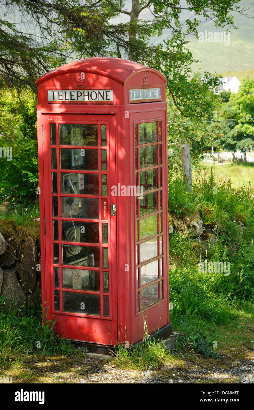 Old telephone booth by the roadside, Schottland, Isle of Skye, Scotland ...