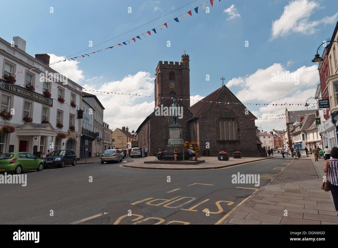 Brecon town centre in Powys Wales Stock Photo - Alamy