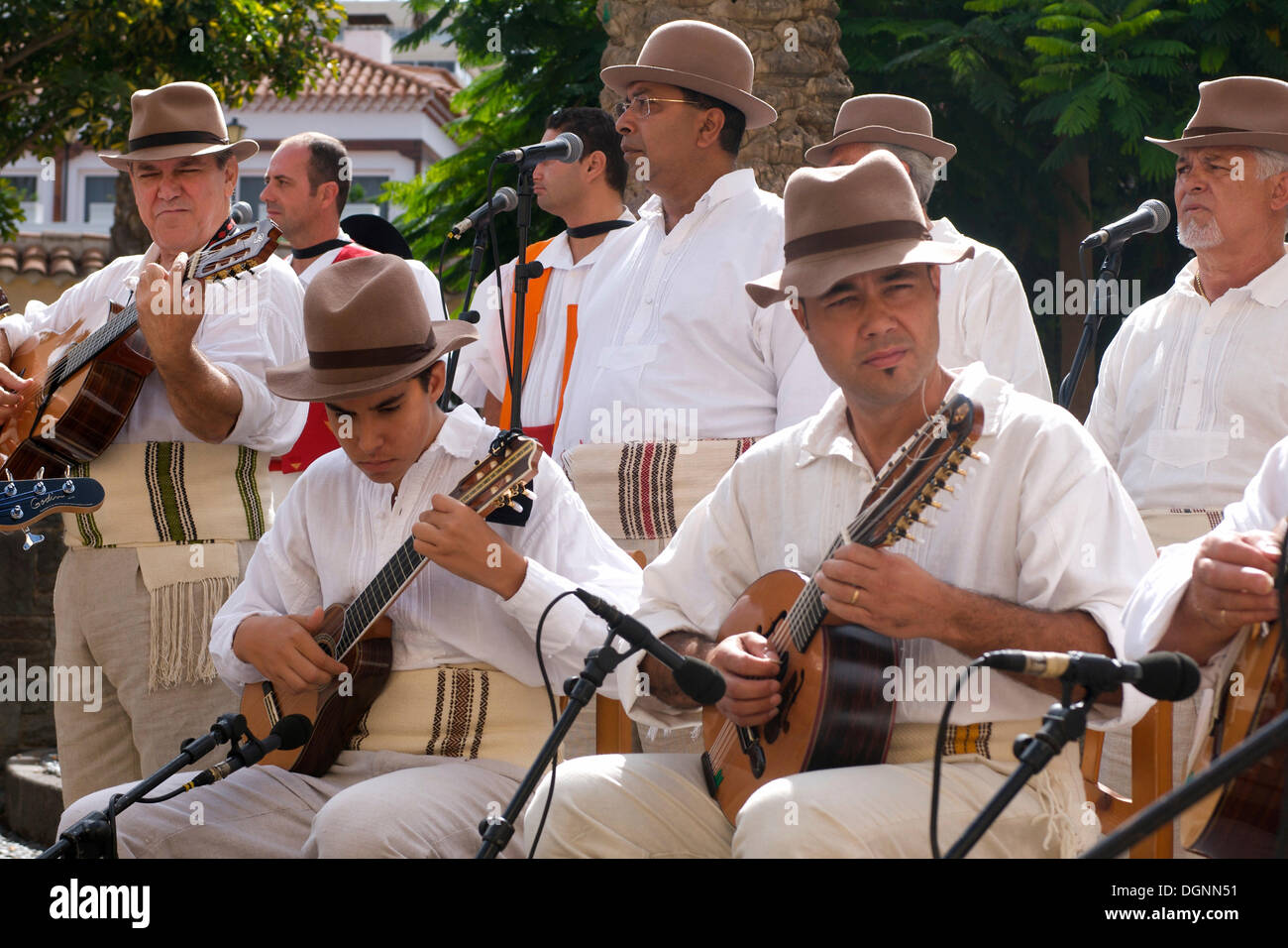 Musicians at a traditional costume festival in Las Palmas, Grand Canary ...