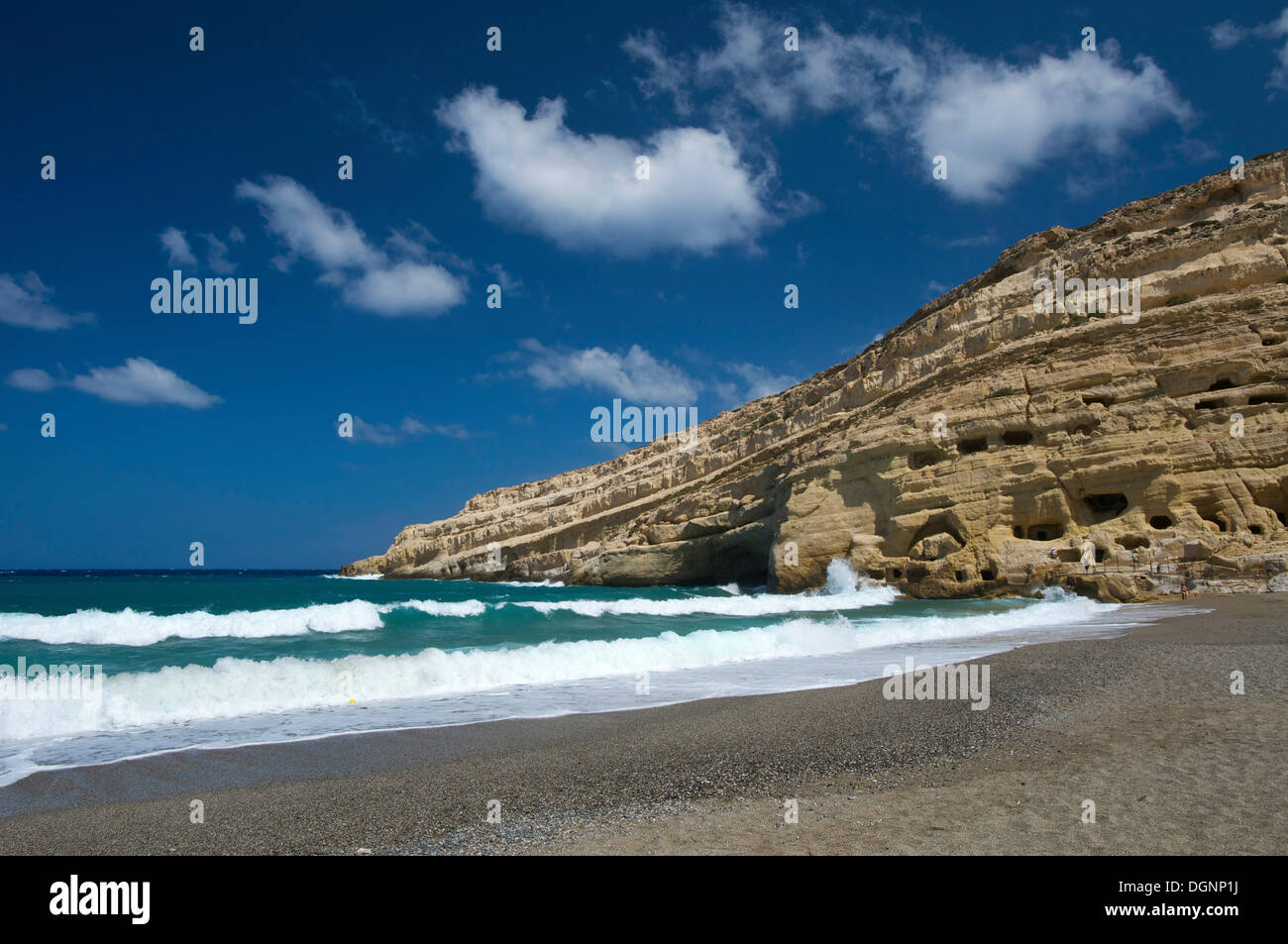 Beach of Matala, Crete, Greece, Europe Stock Photo - Alamy