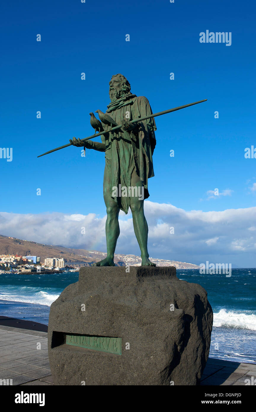 One of the statues of the Guanches Kings or Menceys on the waterfront ...