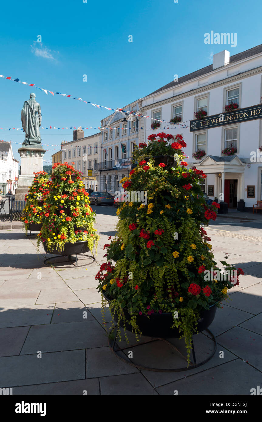 Brecon town centre in Powys Wales Stock Photo - Alamy