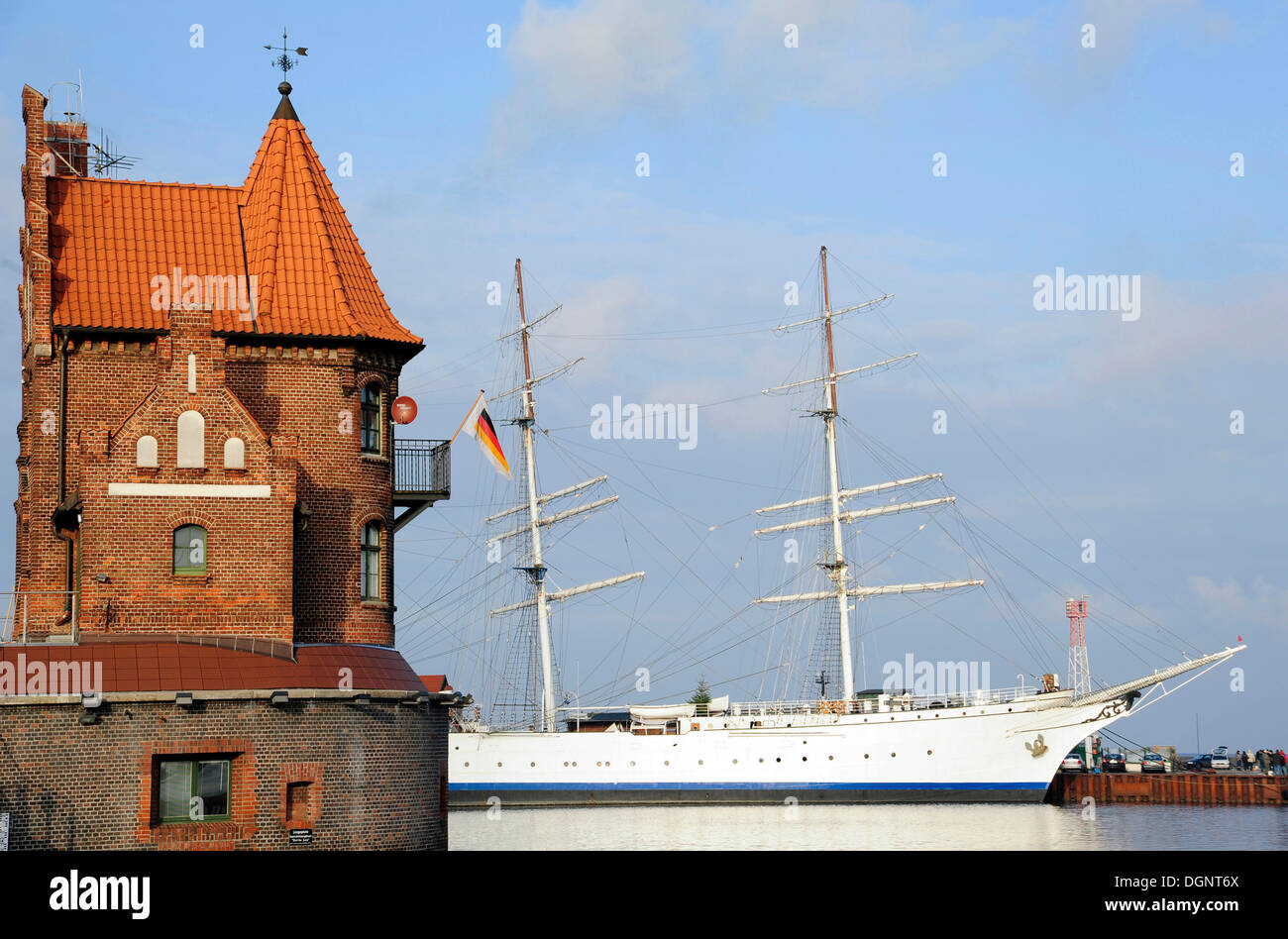 Port Authority and the Gorch Fock, a three-mast barque, in the port of ...