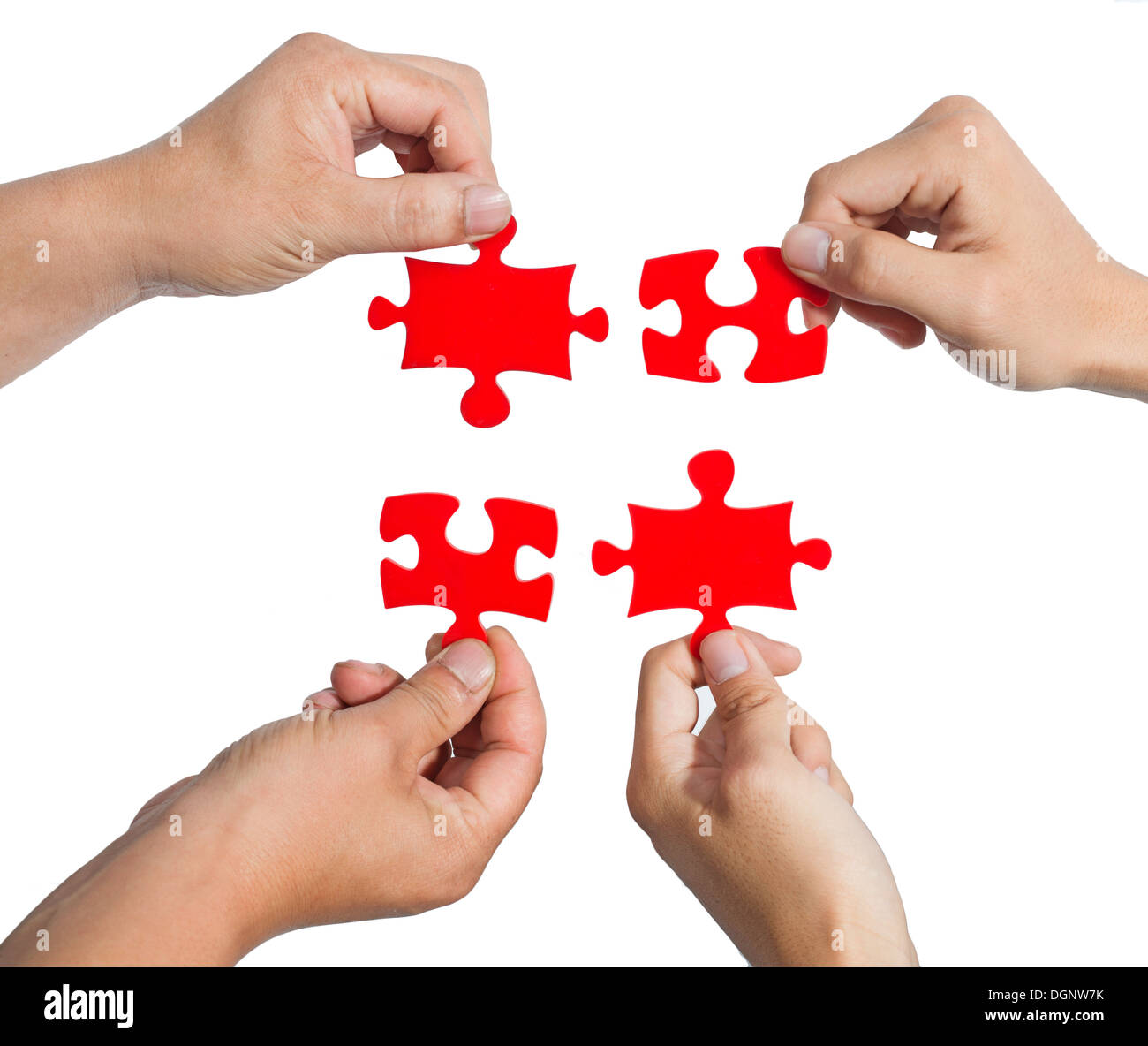 Hands and puzzle isolated on white background Stock Photo - Alamy